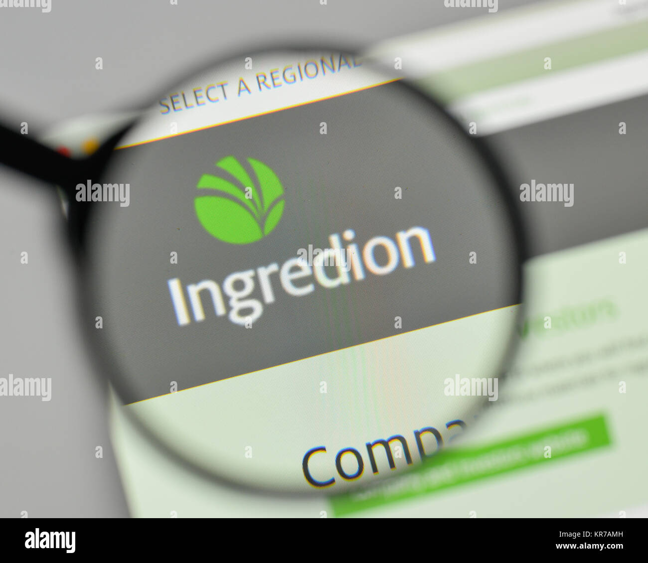 Milan, Italy - November 1, 2017: Ingredion logo on the website homepage ...