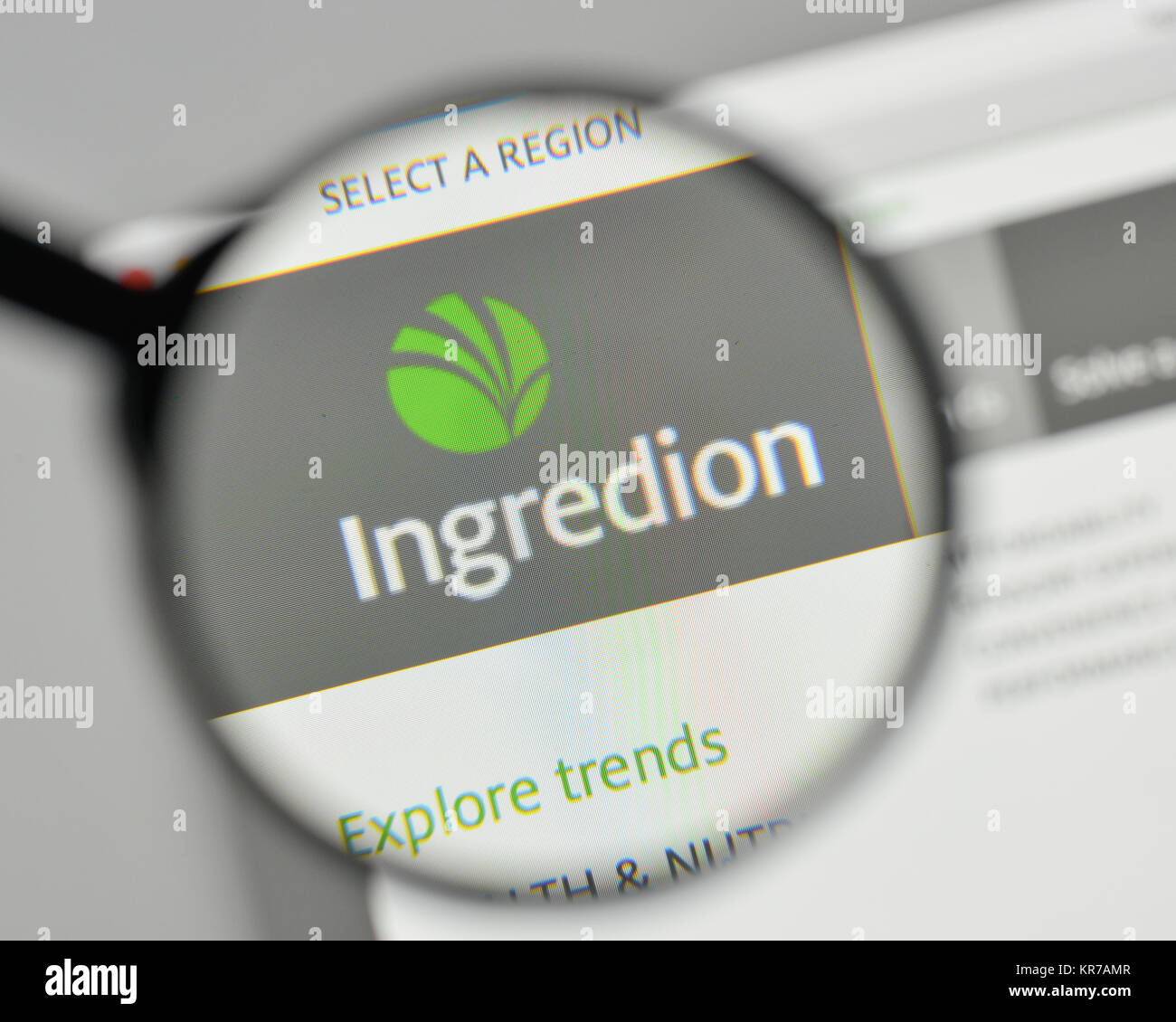 Milan, Italy - November 1, 2017: Ingredion logo on the website homepage ...
