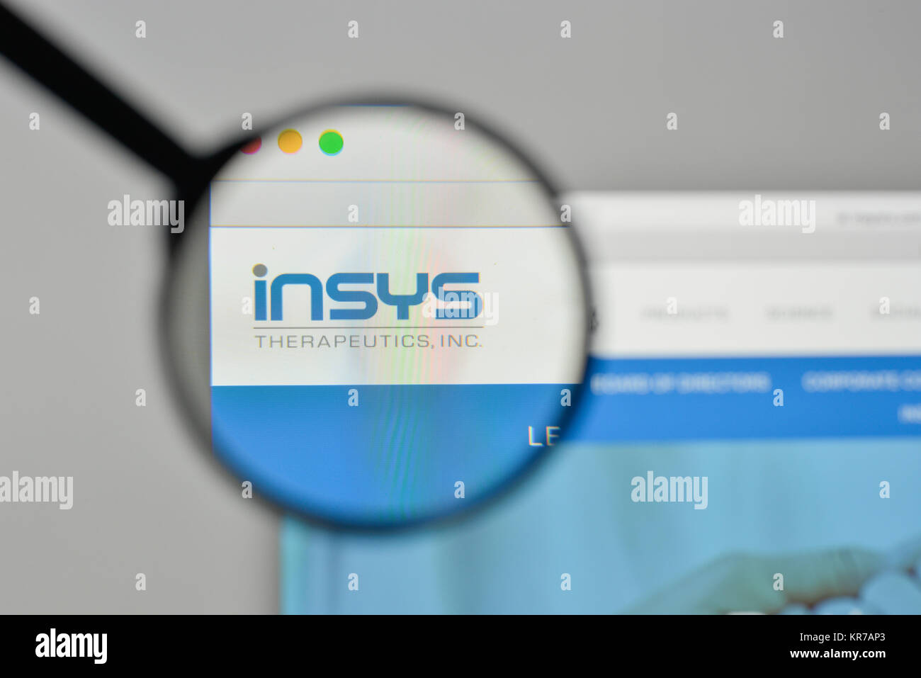 Milan, Italy - November 1, 2017: INSYS Therapeutics logo on the website ...