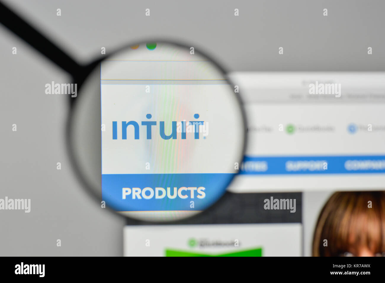 Milan, Italy - November 1, 2017: Intuit logo on the website homepage ...