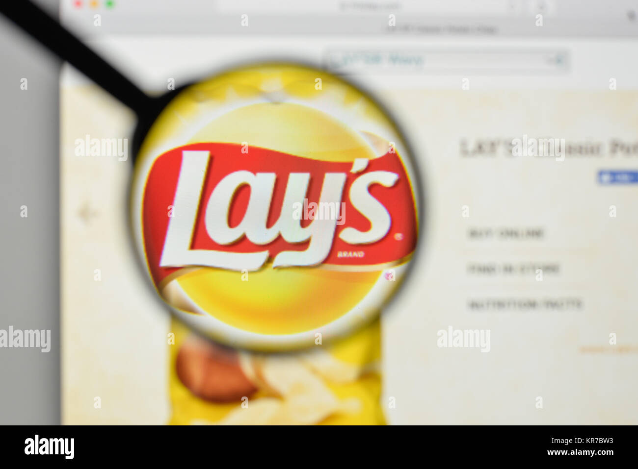 Milan, Italy - November 1, 2017: Lay's Potato Chips logo on the website ...
