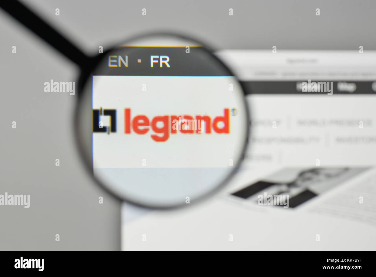 Milan, Italy - November 1, 2017: Legrand SA logo on the website ...
