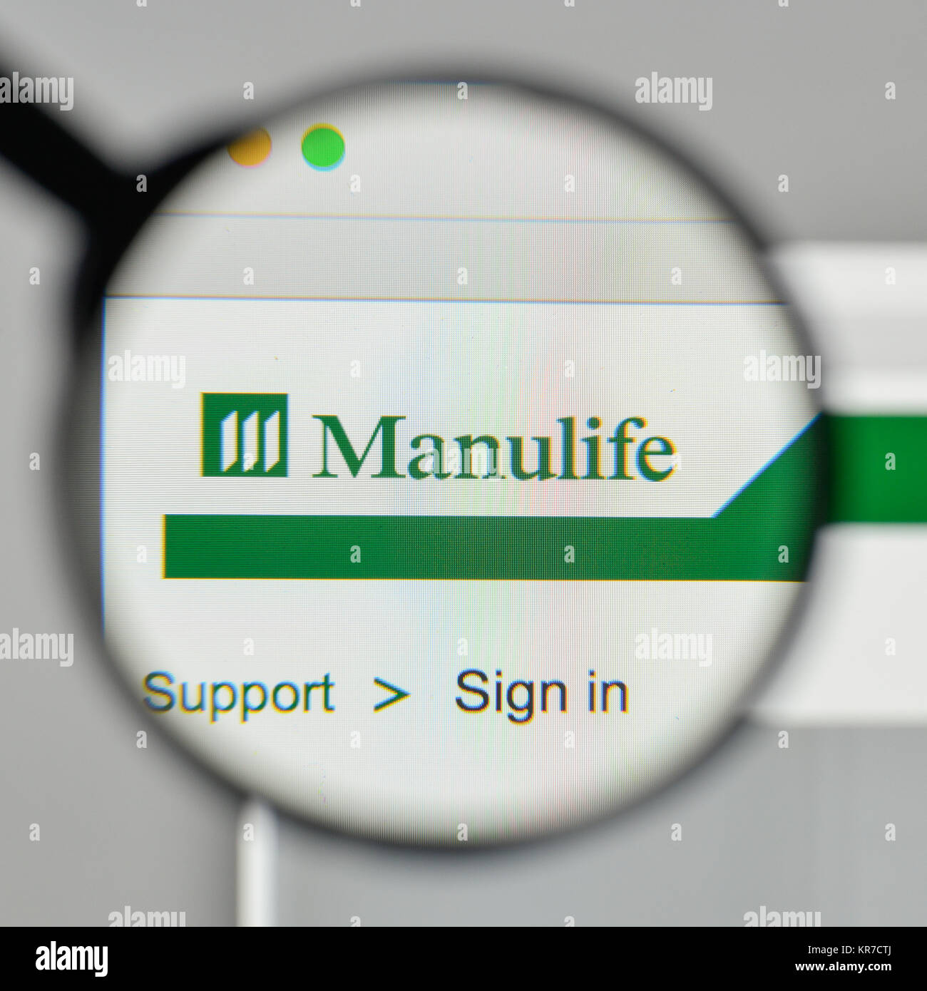 Milan, Italy - November 1, 2017: Manulife Financial logo on the website ...