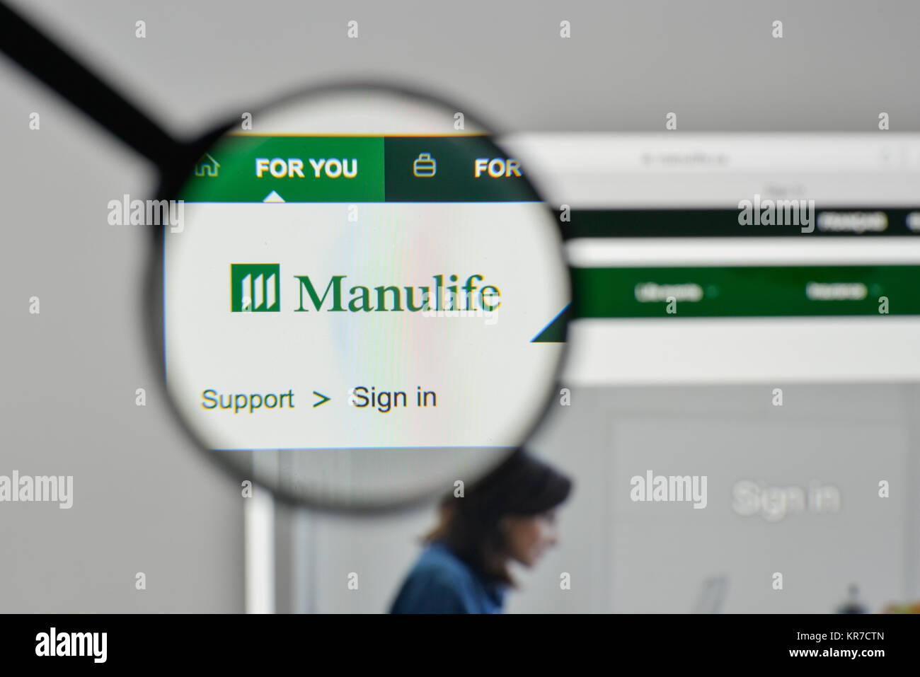 Milan, Italy - November 1, 2017: Manulife Financial logo on the website ...