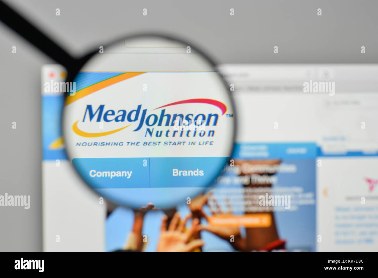 Milan, Italy - November 1, 2017: Mead Johnson Nutrition logo on the ...