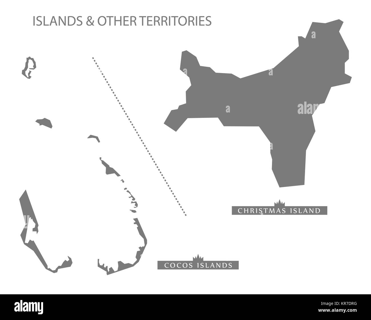Islands and other territories Australia Map grey Stock Photo - Alamy
