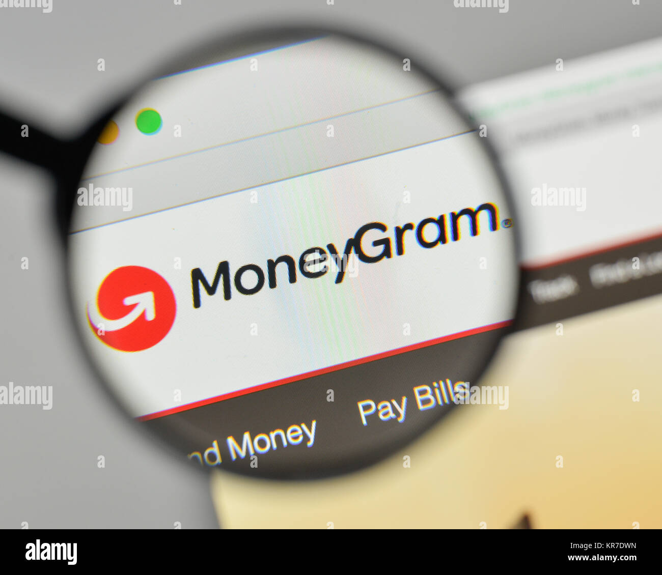 Milan, Italy - November 1, 2017: Money Gram logo on the website ...