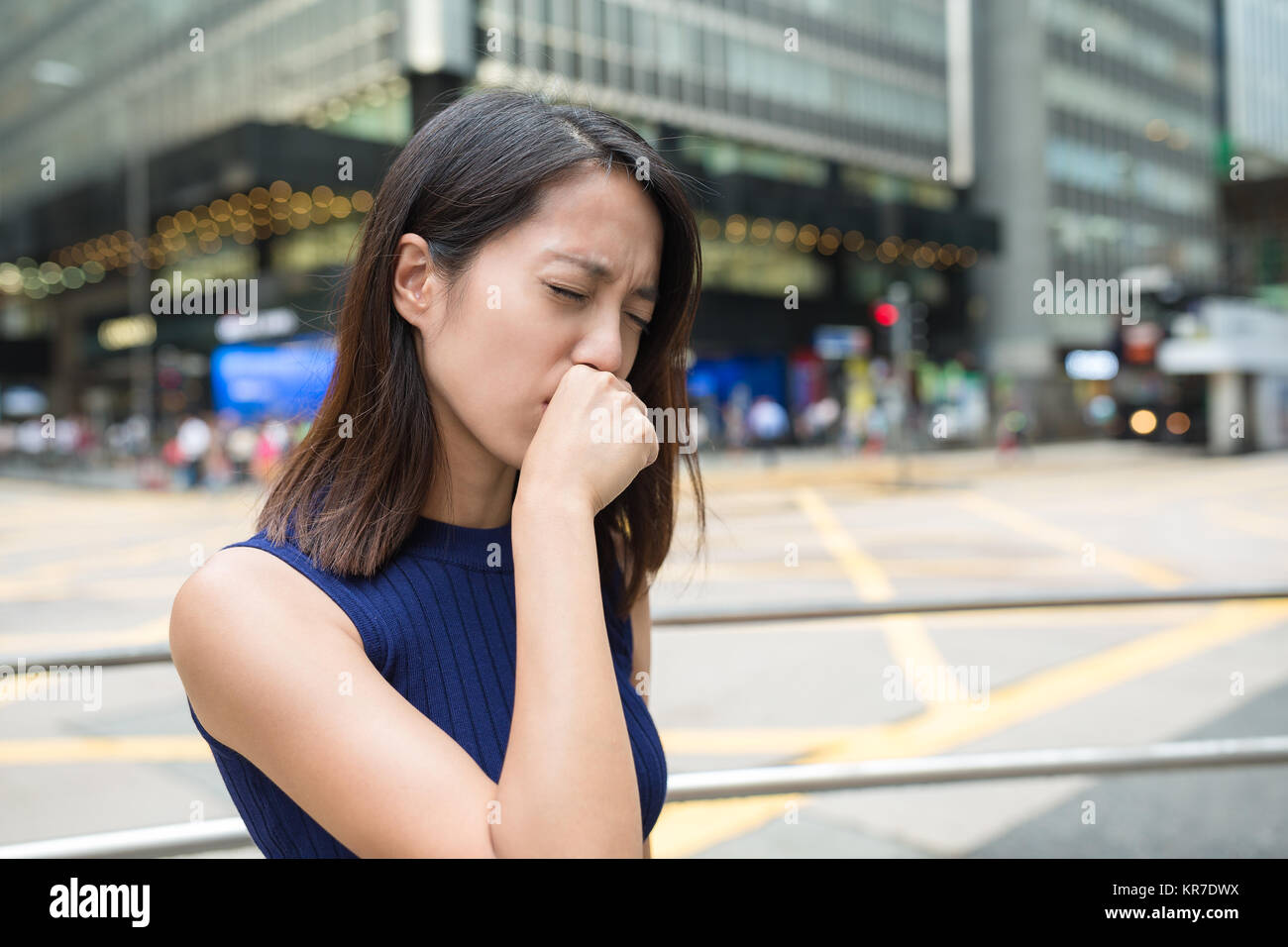 Woman getting sick at outdoor Stock Photo - Alamy