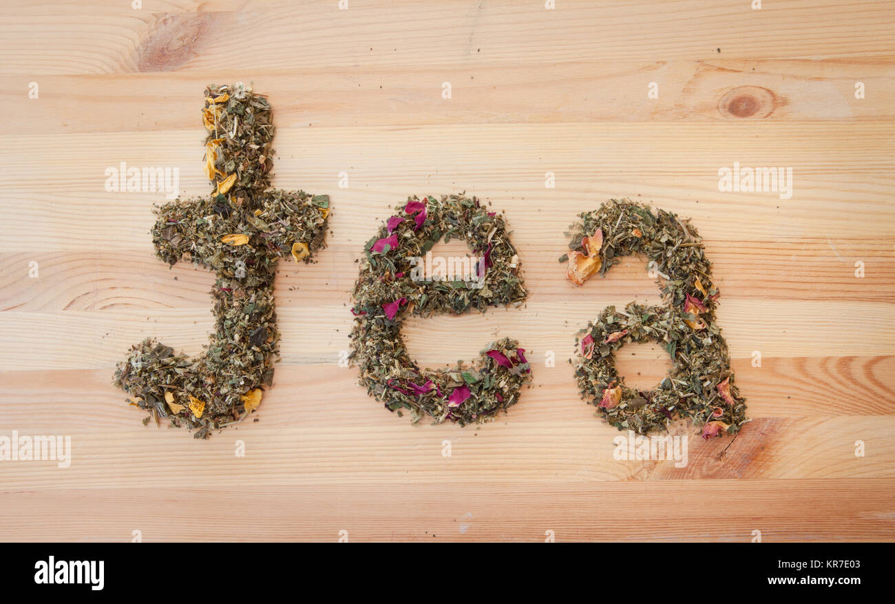 tea lettering of loose tea Stock Photo - Alamy