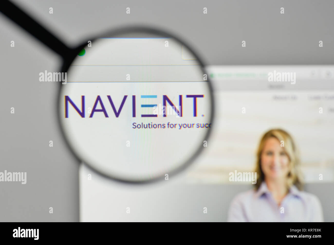 Milan, Italy - November 1, 2017: Navient logo on the website homepage ...