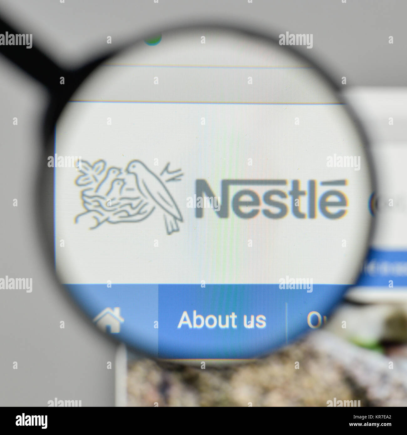 Milan, Italy - November 1, 2017: Nestle logo on the website homepage ...