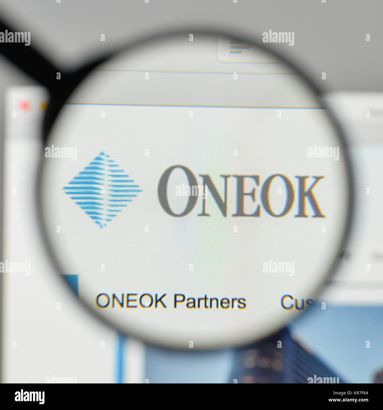 Milan, Italy - November 1, 2017: Oneok logo on the website homepage ...