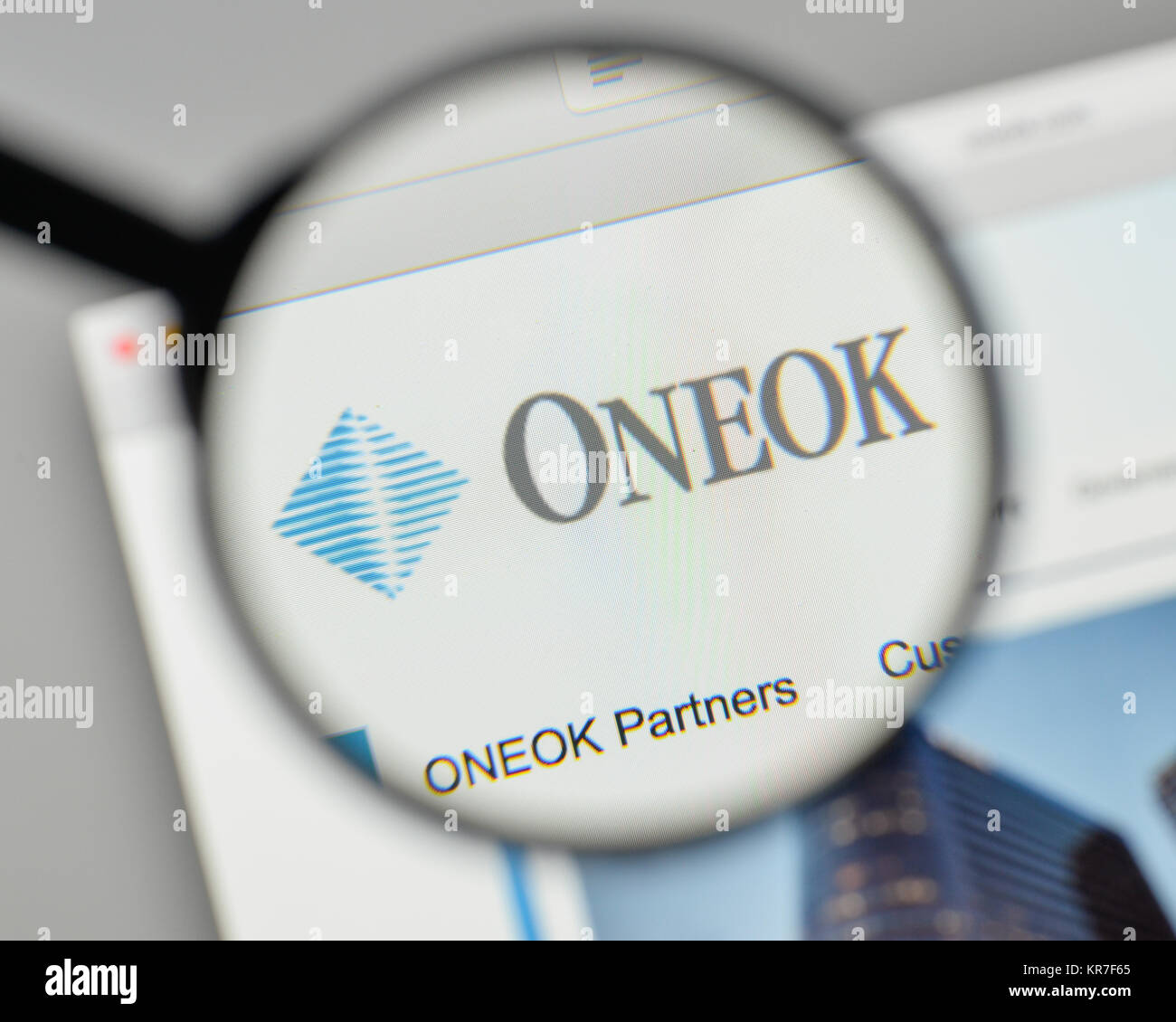 Milan, Italy - November 1, 2017: Oneok logo on the website homepage ...