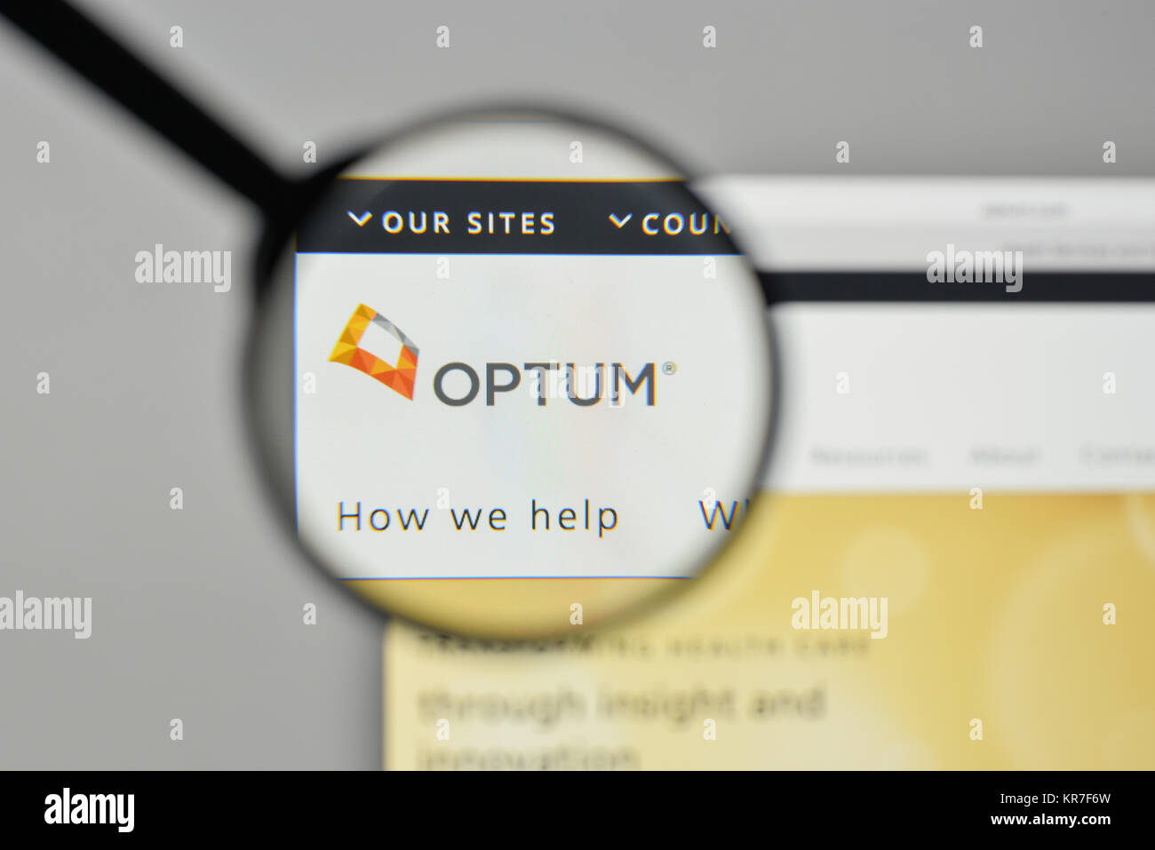 Milan, Italy - November 1, 2017: Optum Health logo on the website ...