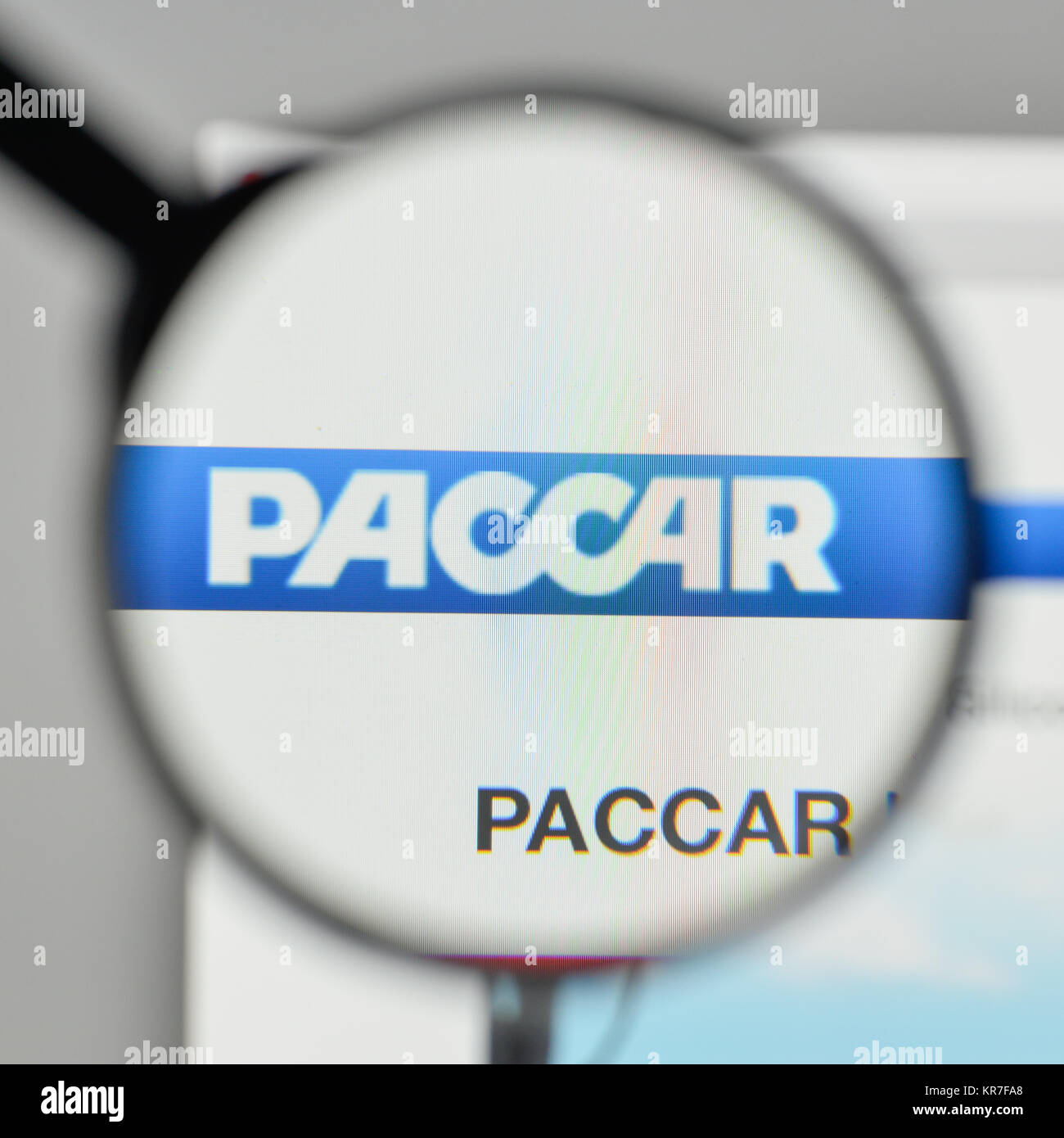 Milan, Italy - November 1, 2017: Paccar logo on the website homepage ...
