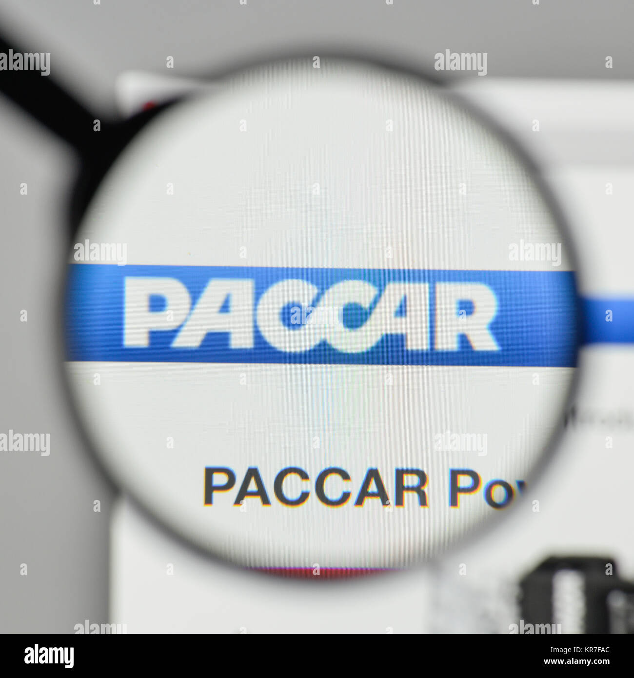Milan, Italy - November 1, 2017: Paccar logo on the website homepage ...