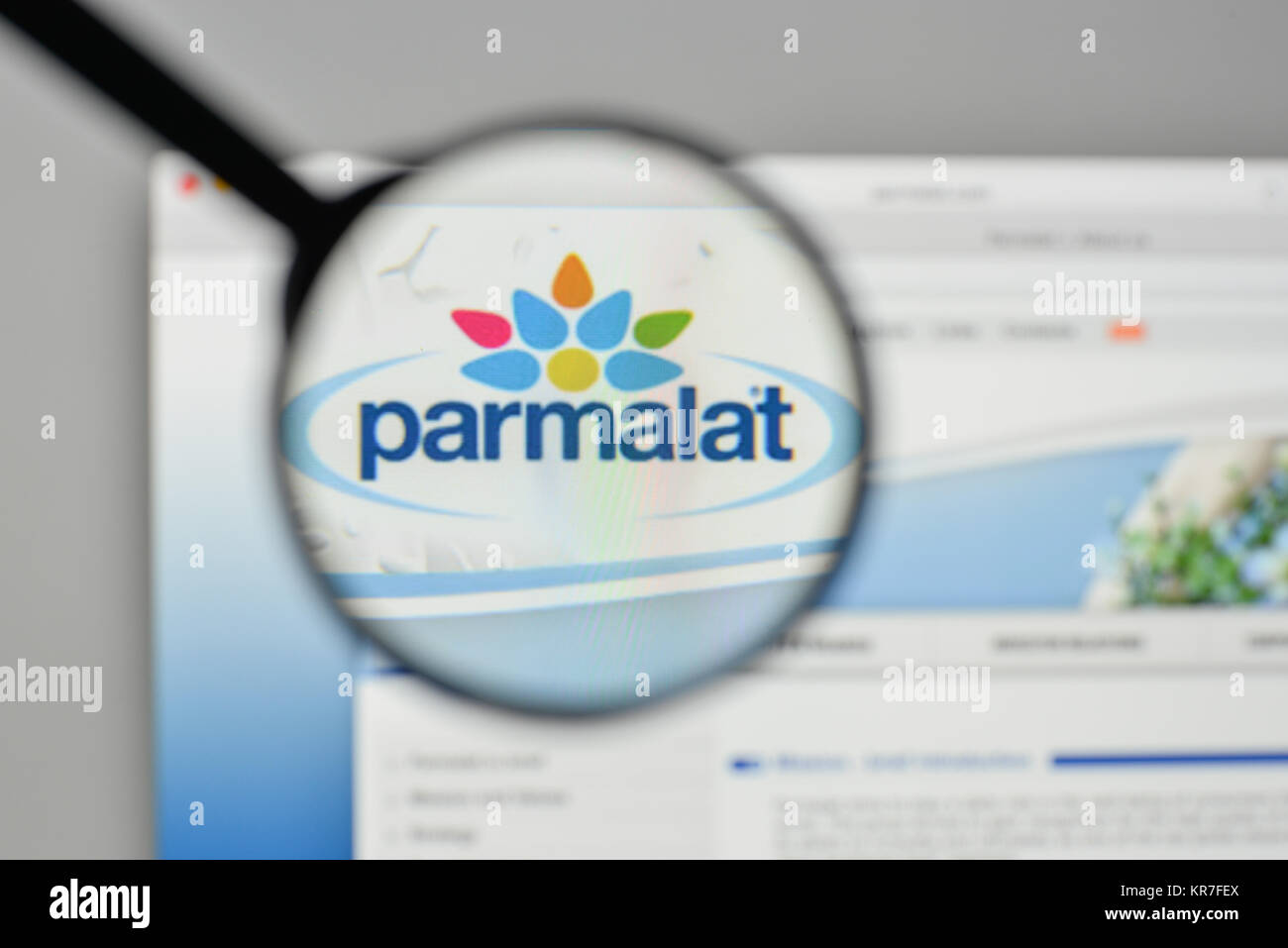 Milan, Italy - November 1, 2017: Parmalat logo on the website homepage ...