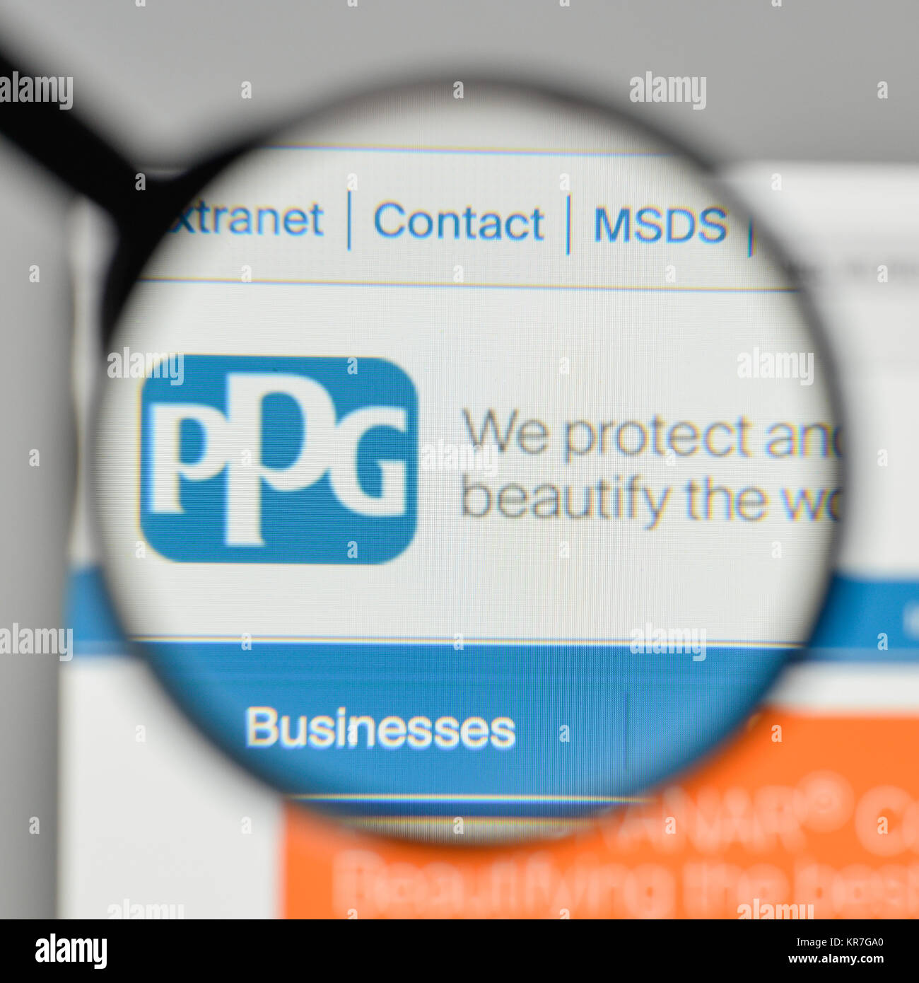 Milan, Italy - November 1, 2017: PPG Industries logo on the website ...