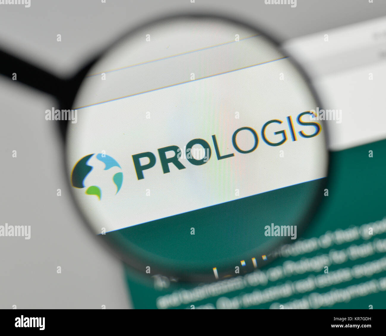 Milan, Italy - November 1, 2017: Prologis logo on the website homepage ...