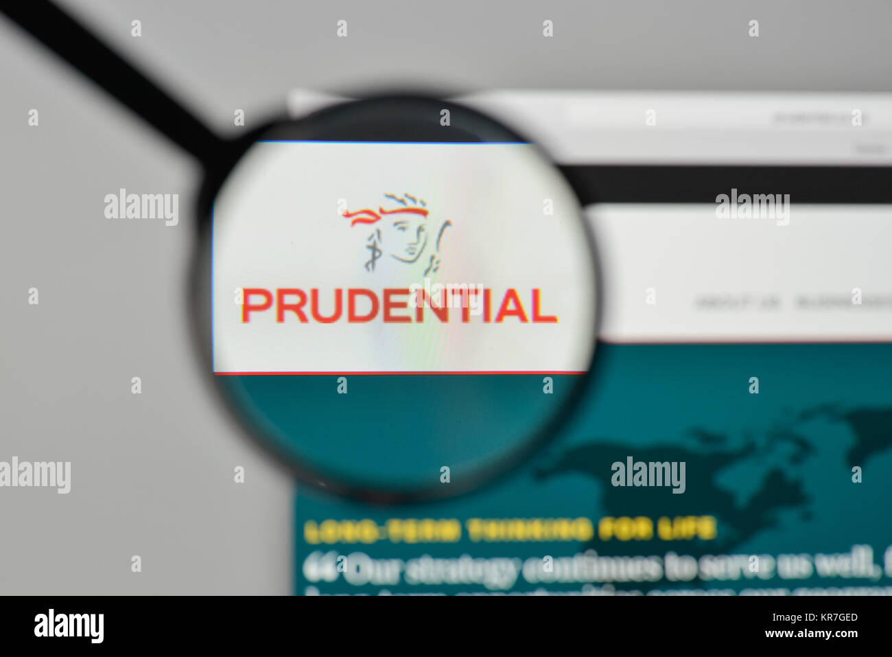 Milan, Italy - November 1, 2017: Prudential - UK logo on the website ...
