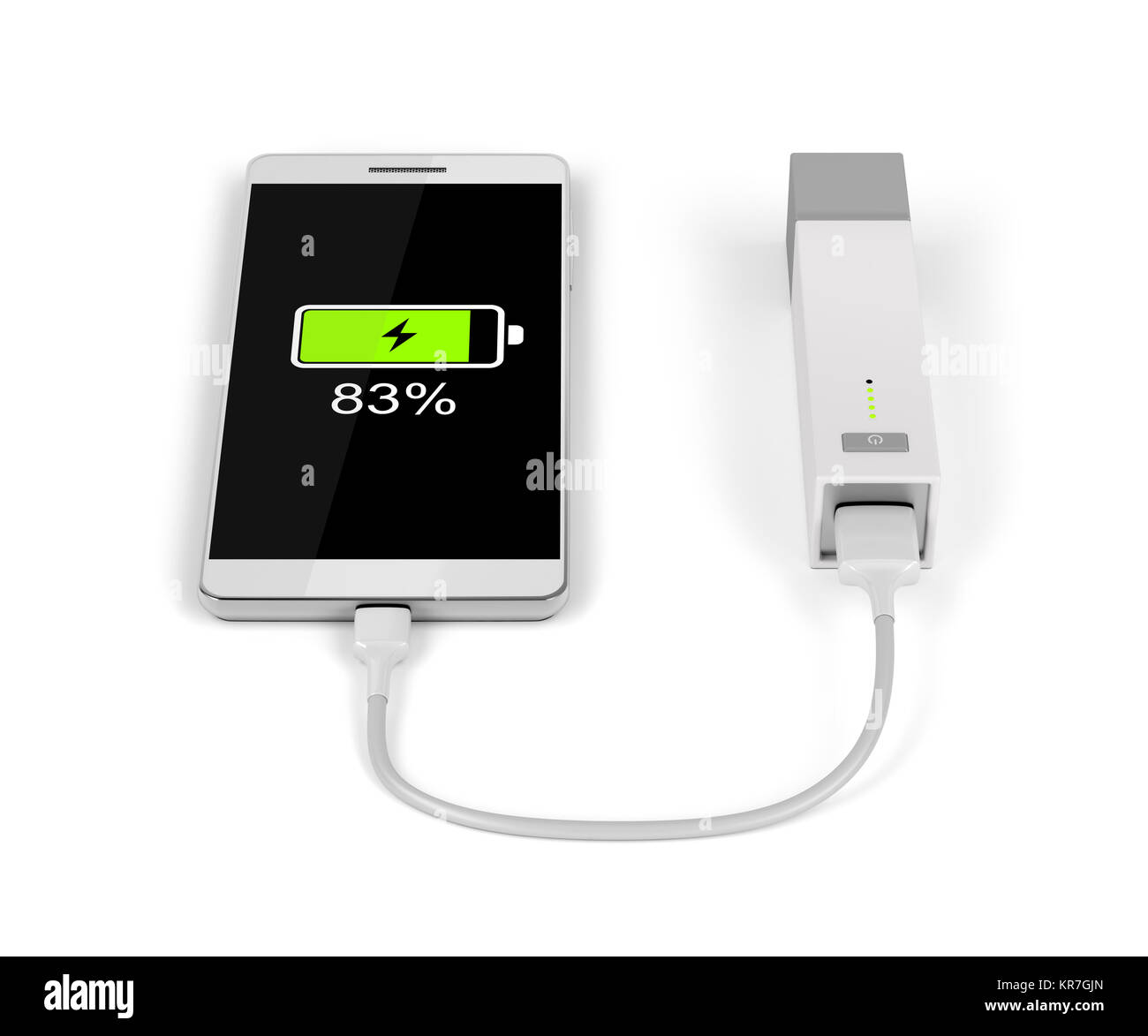 Smartphone charging with power bank Stock Photo - Alamy