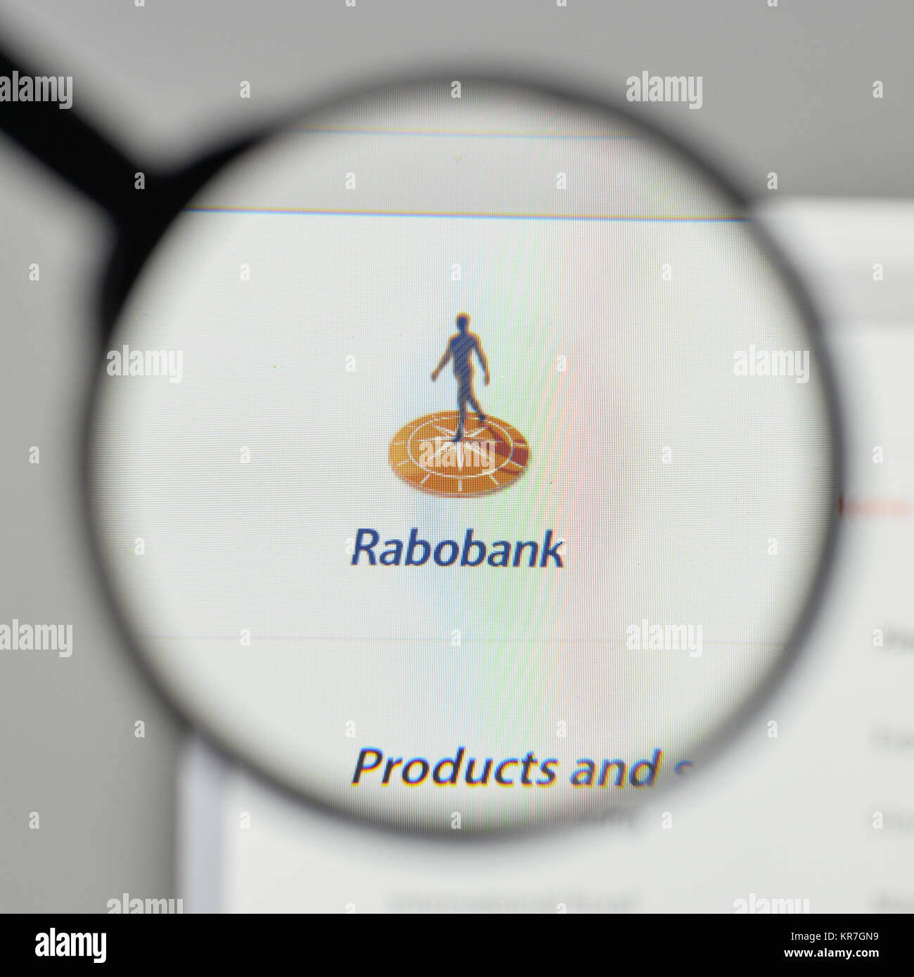 Milan, Italy - November 1, 2017: RaboBank logo on the website homepage ...