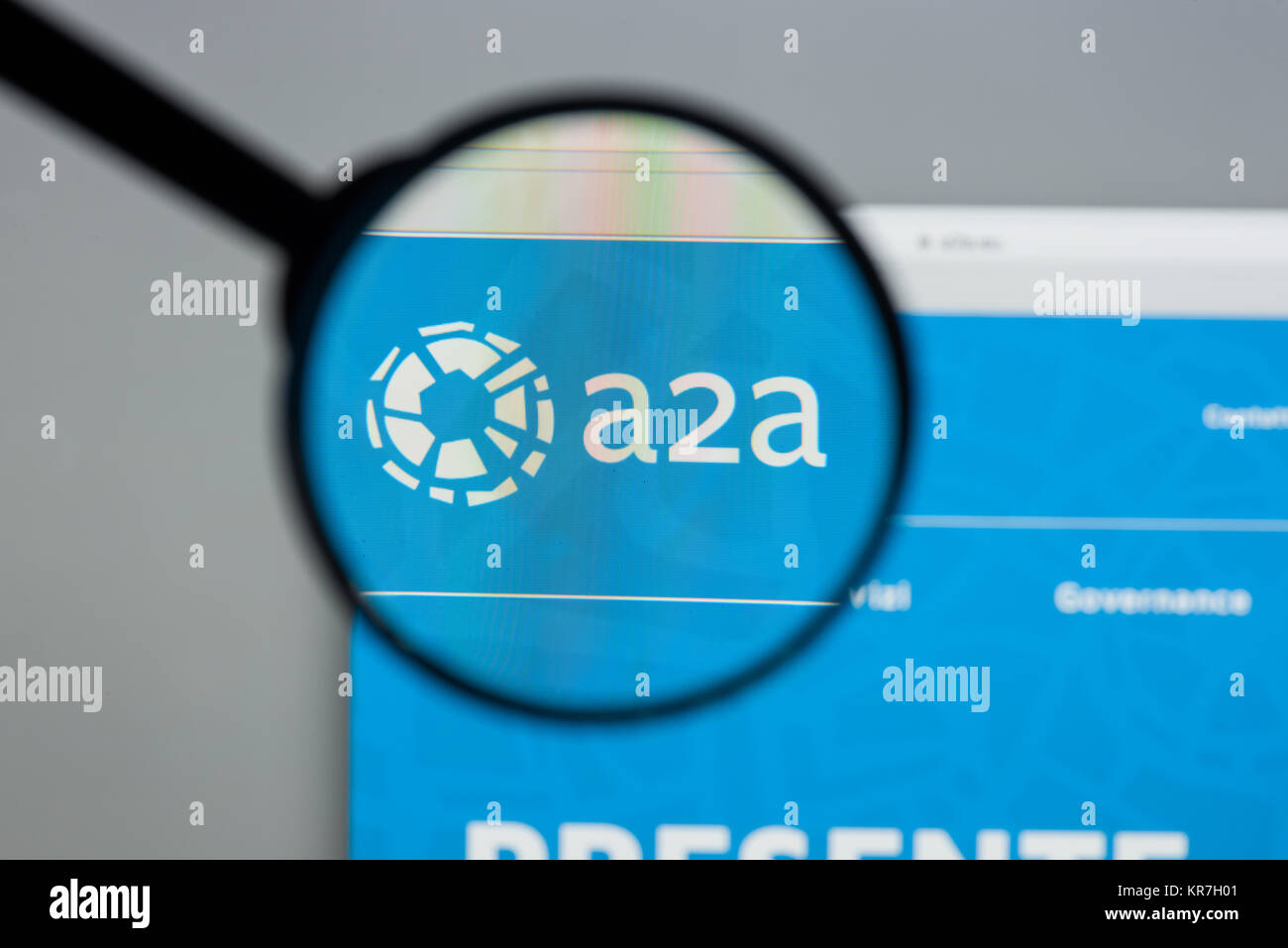 Milan, Italy - August 10, 2017: A2A website homepage. It . A2A logo ...