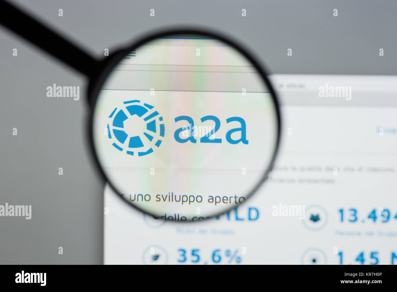 Milan, Italy - August 10, 2017: A2A website homepage. It . A2A logo ...