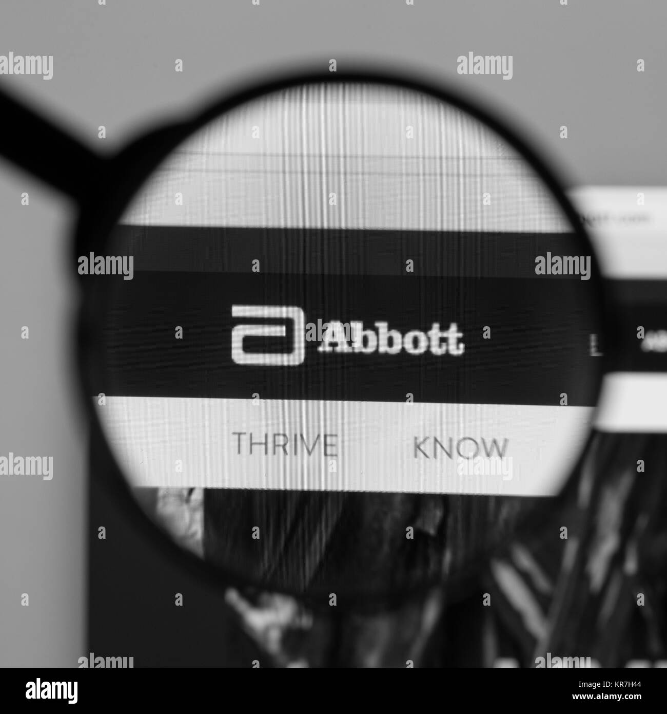 Milan, Italy - August 10, 2017: Abbott website homepage. It is an ...