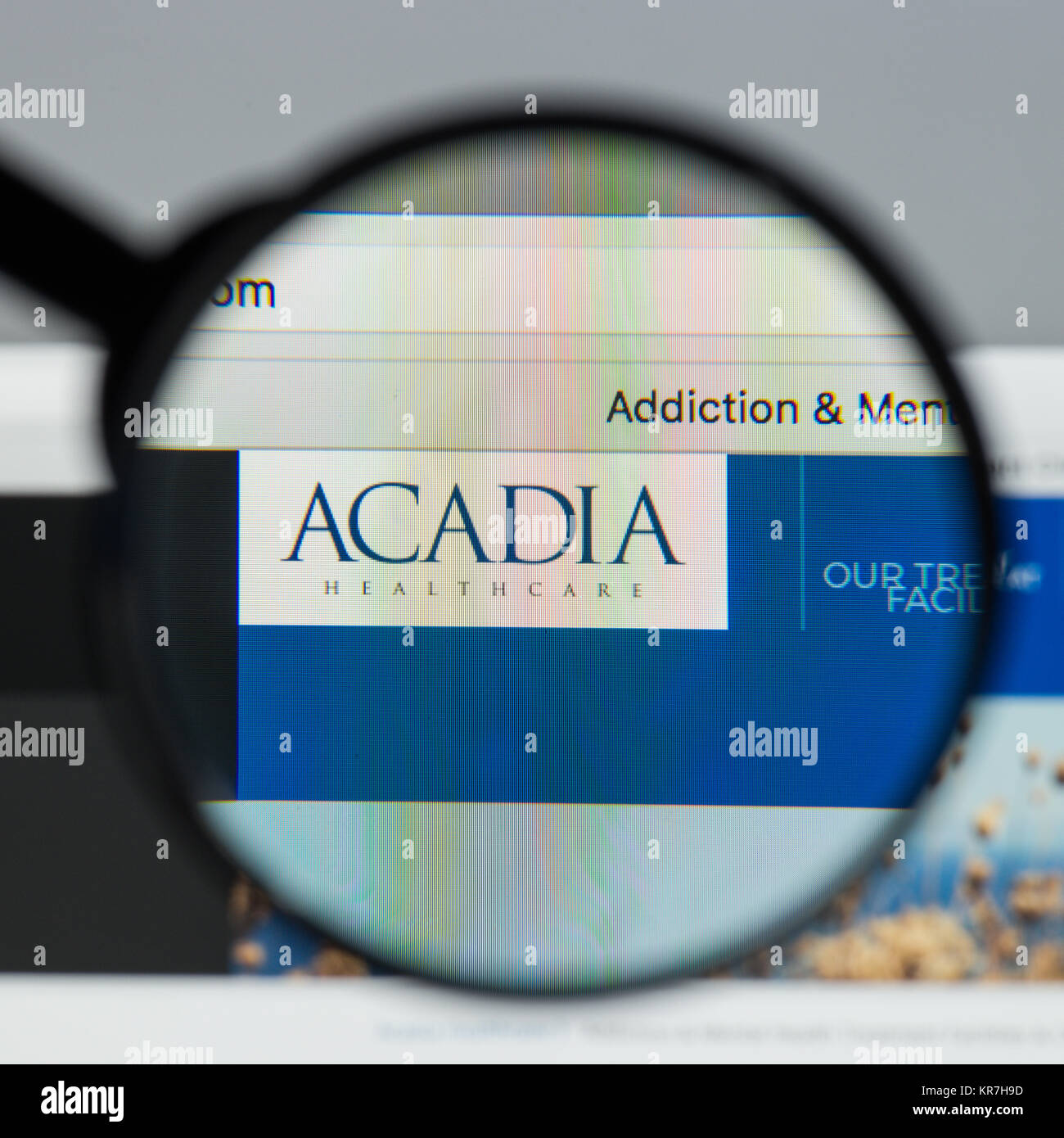 Milan, Italy - August 10, 2017: Acadia Healthcare website homepage. It ...