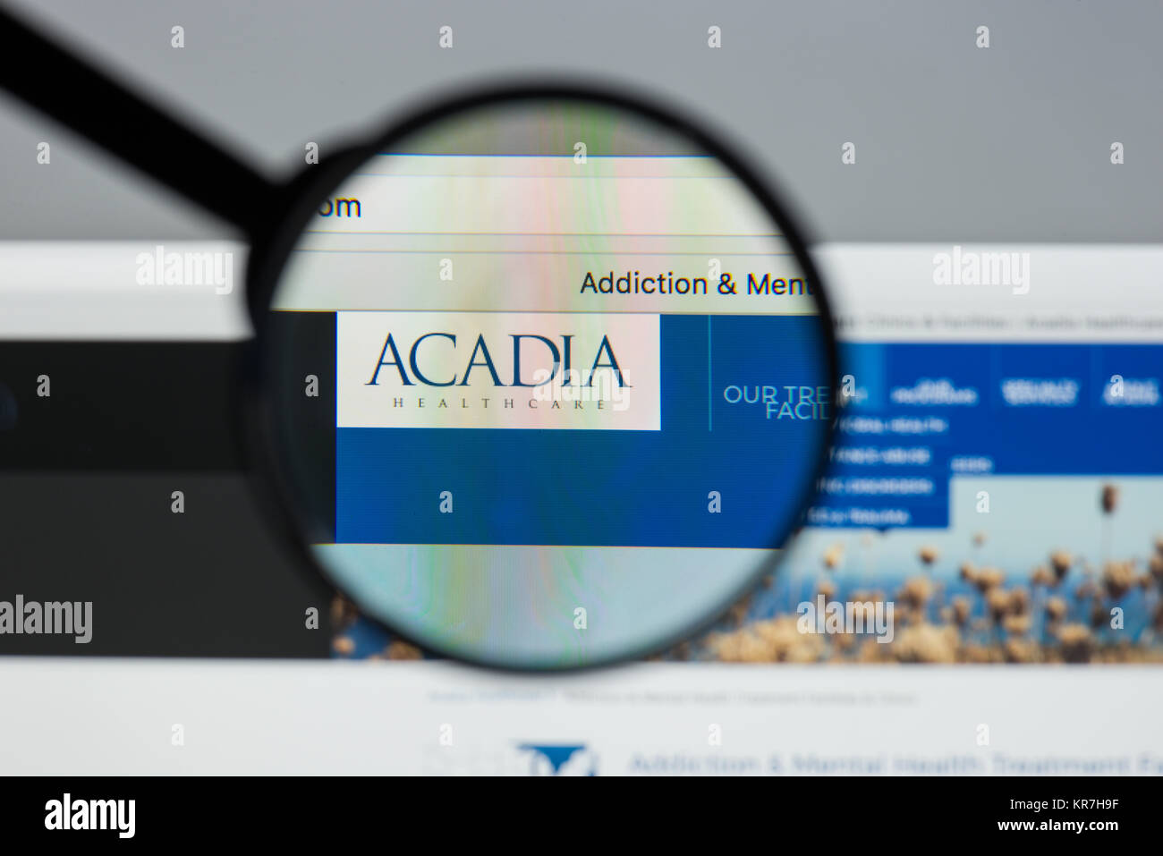 Milan, Italy - August 10, 2017: Acadia Healthcare website homepage. It ...