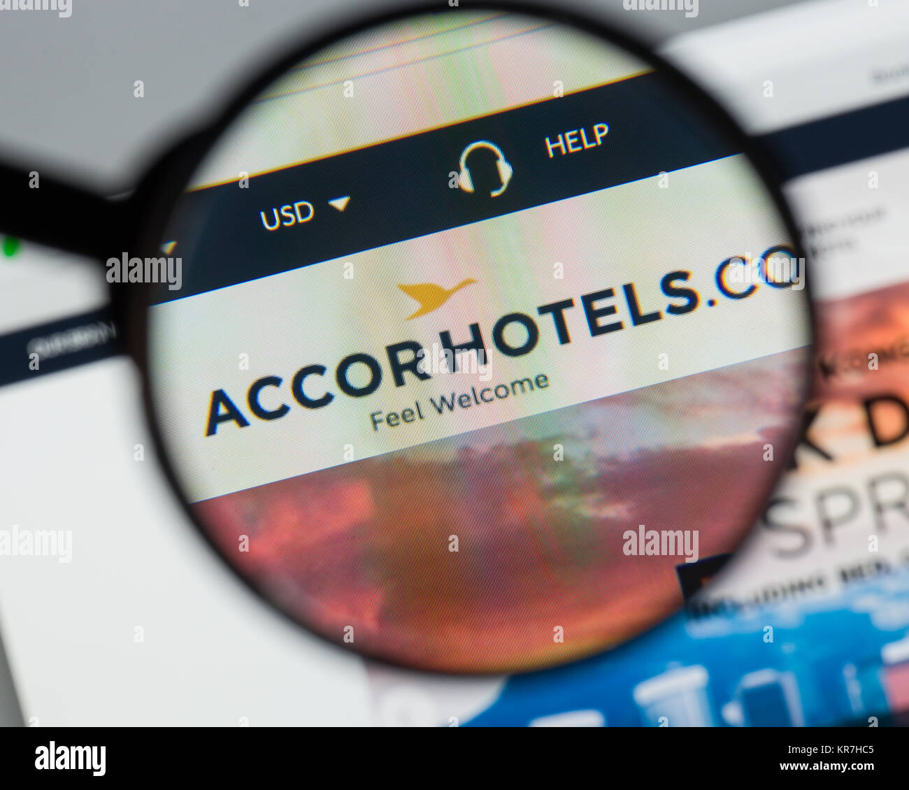 Milan, Italy - August 10, 2017: Accor website homepage. It is a French ...