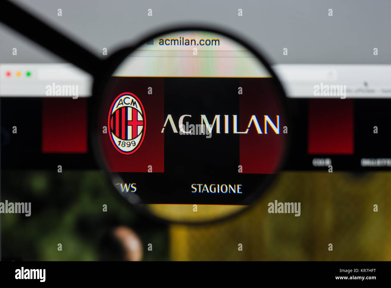Milan, Italy - August 10, 2017: AC Milan website homepage. It is a ...
