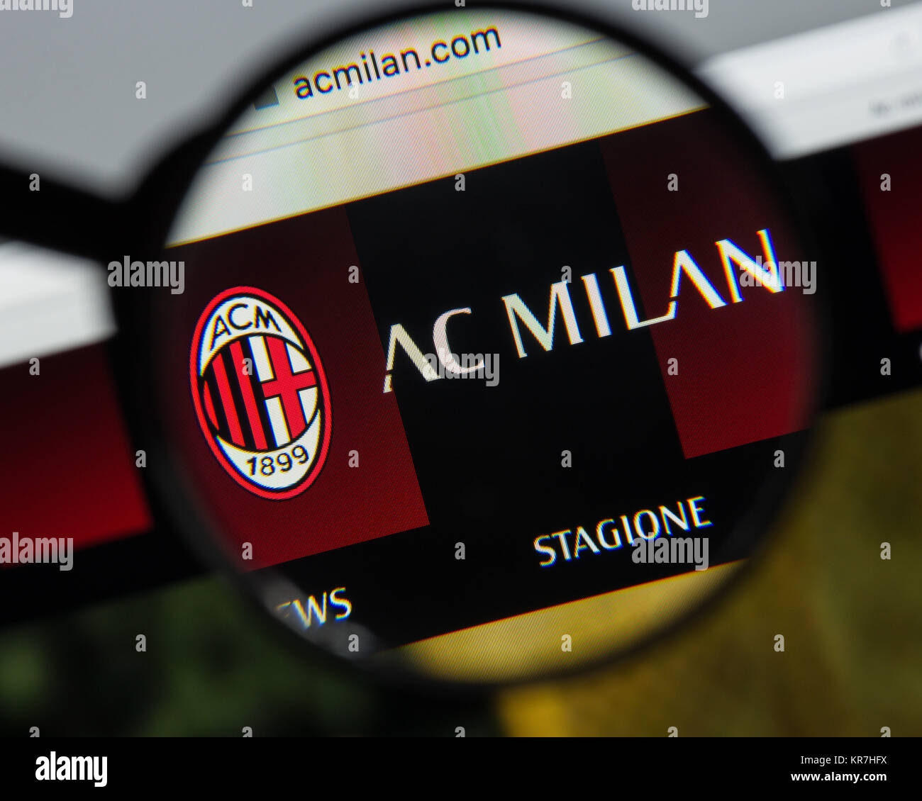 Milan, Italy - August 10, 2017: AC Milan website homepage. It is a ...