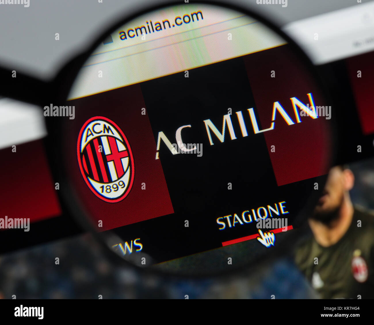 Milan, Italy - August 10, 2017: AC Milan website homepage. It is a ...