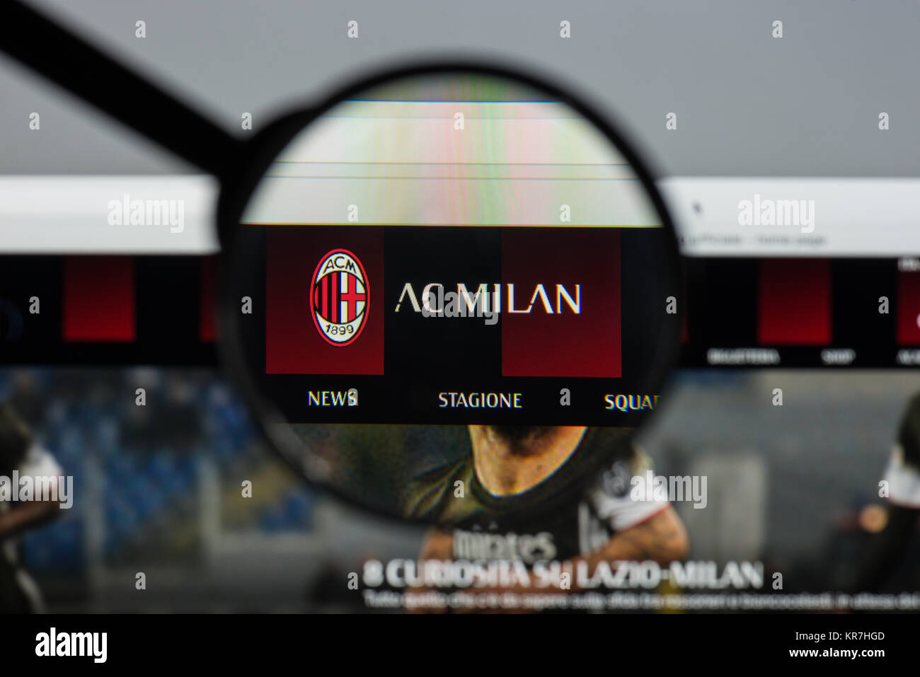 Milan, Italy - August 10, 2017: AC Milan website homepage. It is a ...