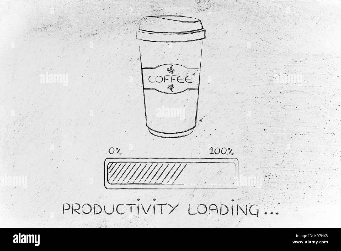 coffee tumbler and progress bar loading produtivity Stock Photo - Alamy