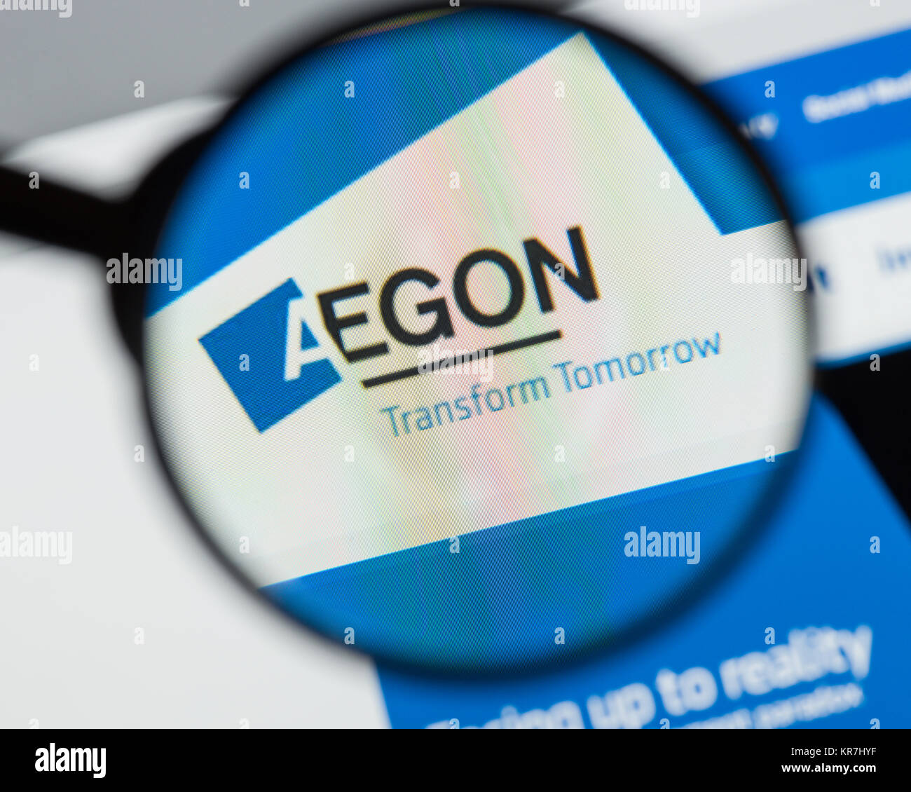 Milan, Italy - August 10, 2017: Aegon website homepage. It is a ...