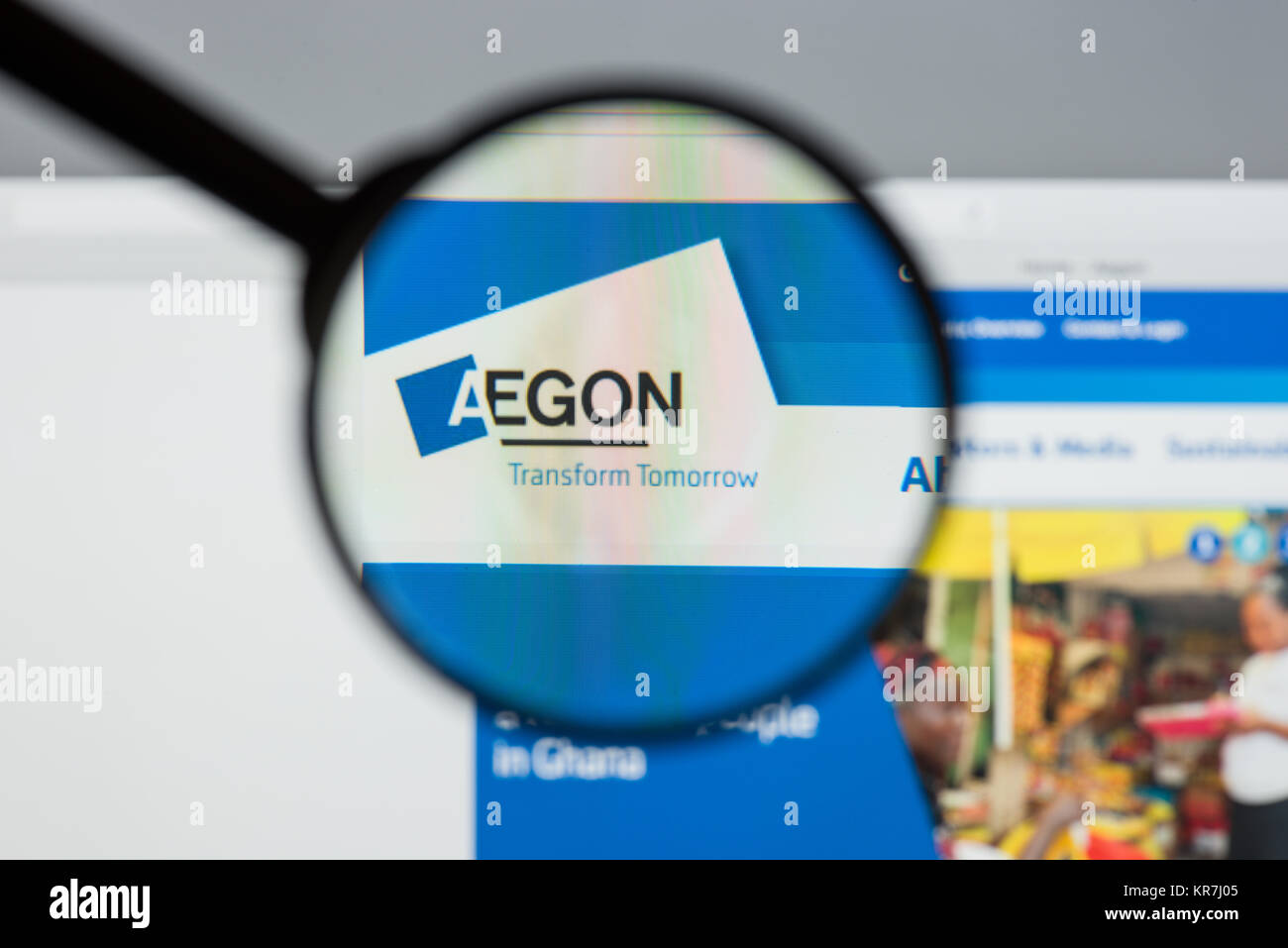 Milan, Italy - August 10, 2017: Aegon website homepage. It is a ...