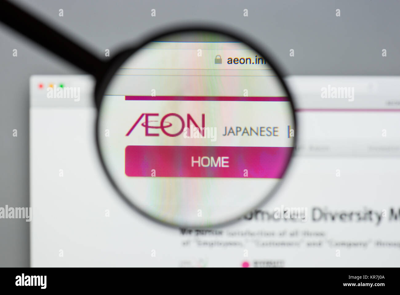 Milan, Italy - August 10, 2017: AEON website homepage. It is the ...