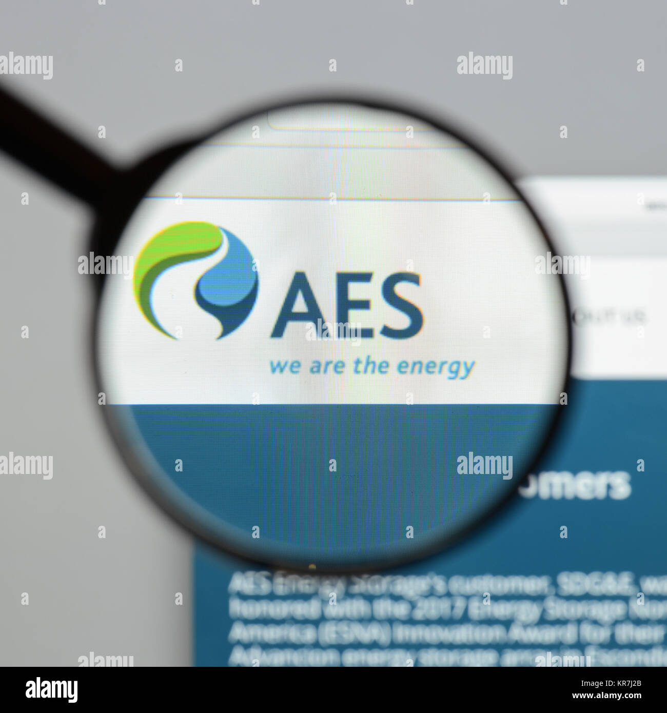 Milan, Italy - August 10, 2017: AES website homepage. It is a Fortune ...