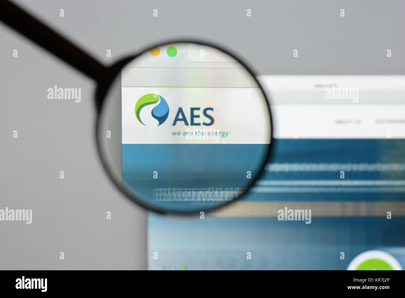 Milan, Italy - August 10, 2017: AES website homepage. It is a Fortune ...