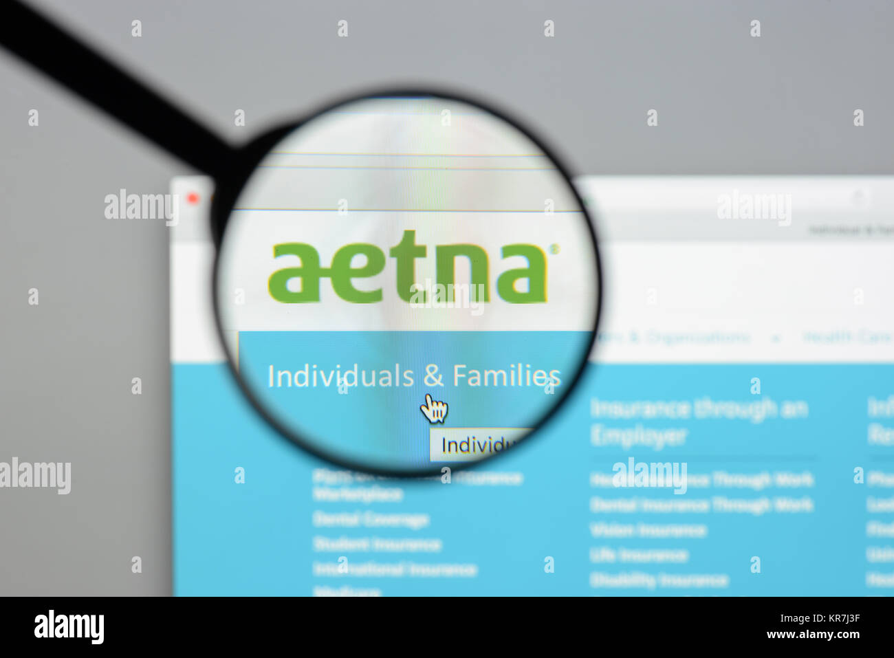 Milan, Italy - August 10, 2017: Aetna website homepage. It is an ...