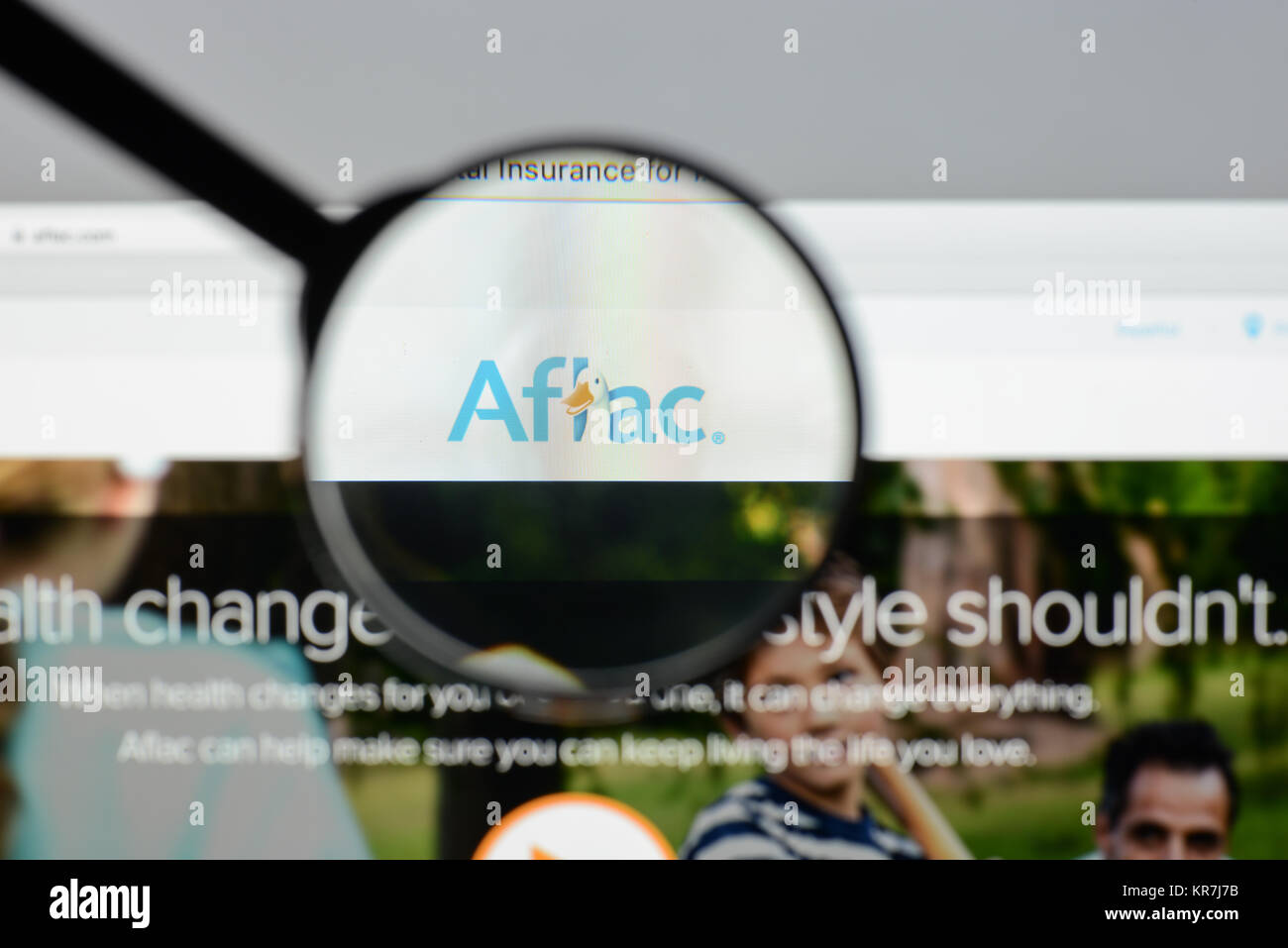 Milan, Italy - August 10, 2017: Aflac website. It is an American ...