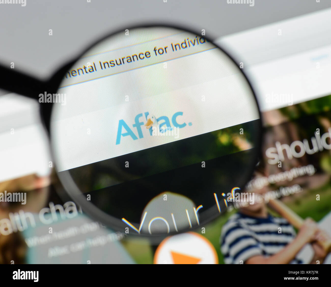 Milan, Italy - August 10, 2017: Aflac website. It is an American ...