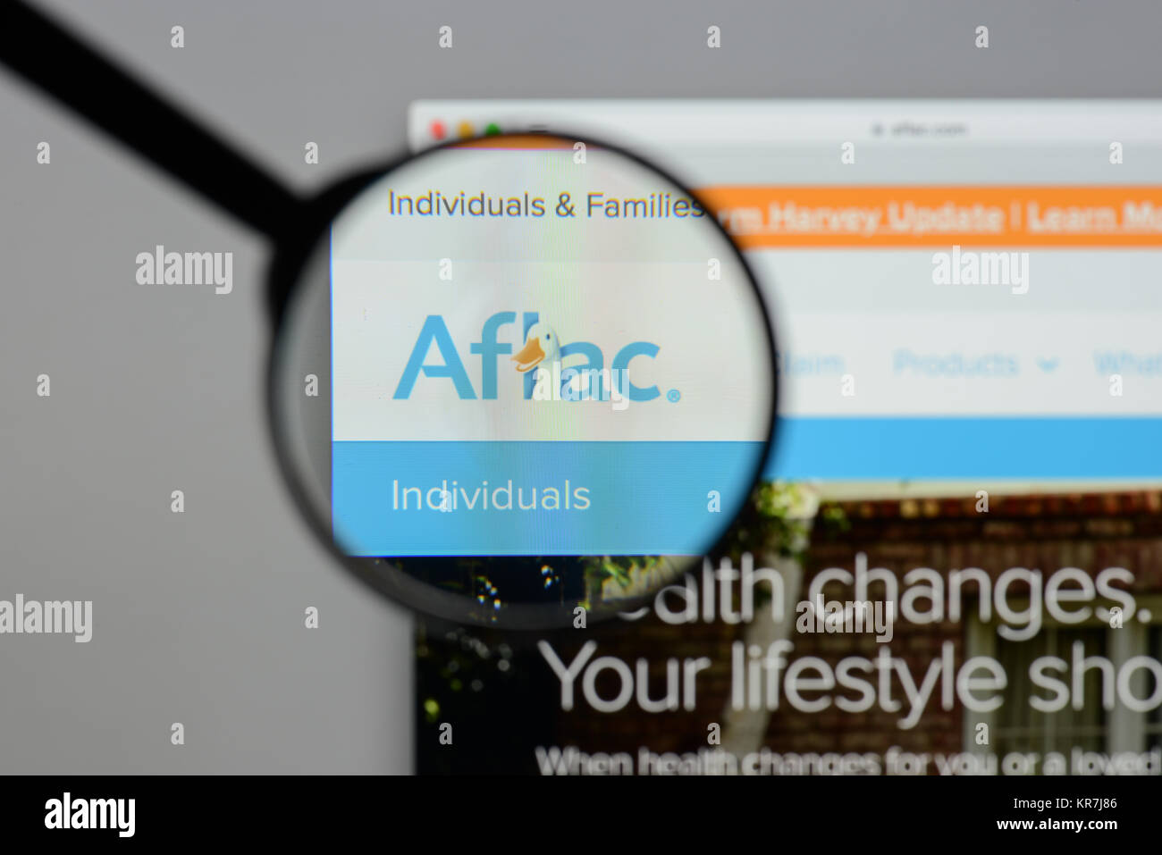 Milan, Italy - August 10, 2017: Aflac website. It is an American ...