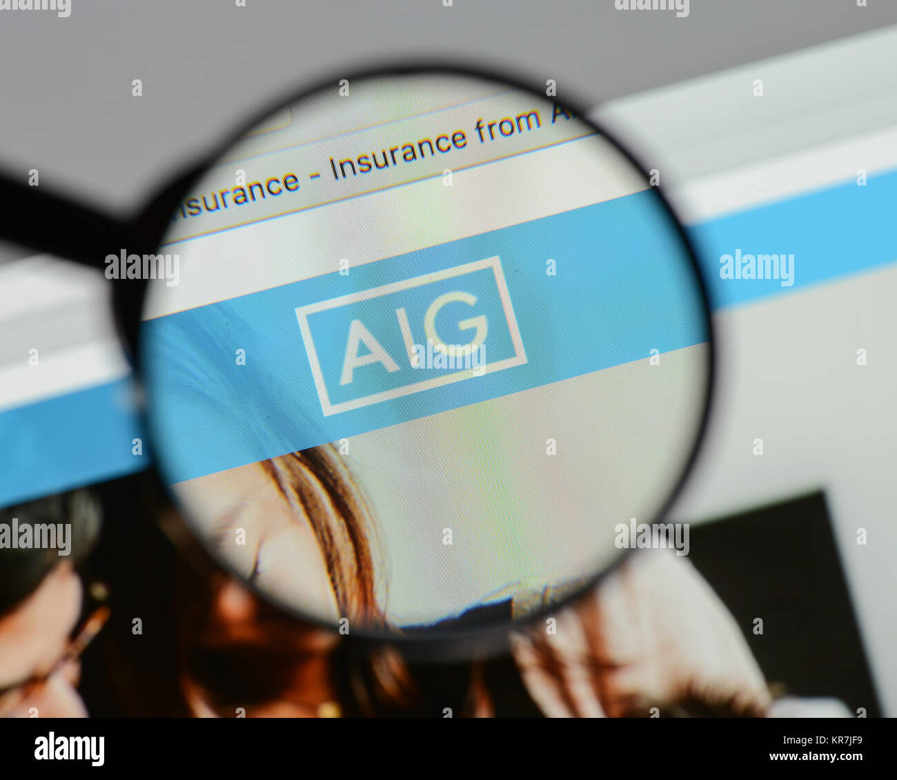 Milan, Italy - August 10, 2017: AIG website homepage. It is an American ...