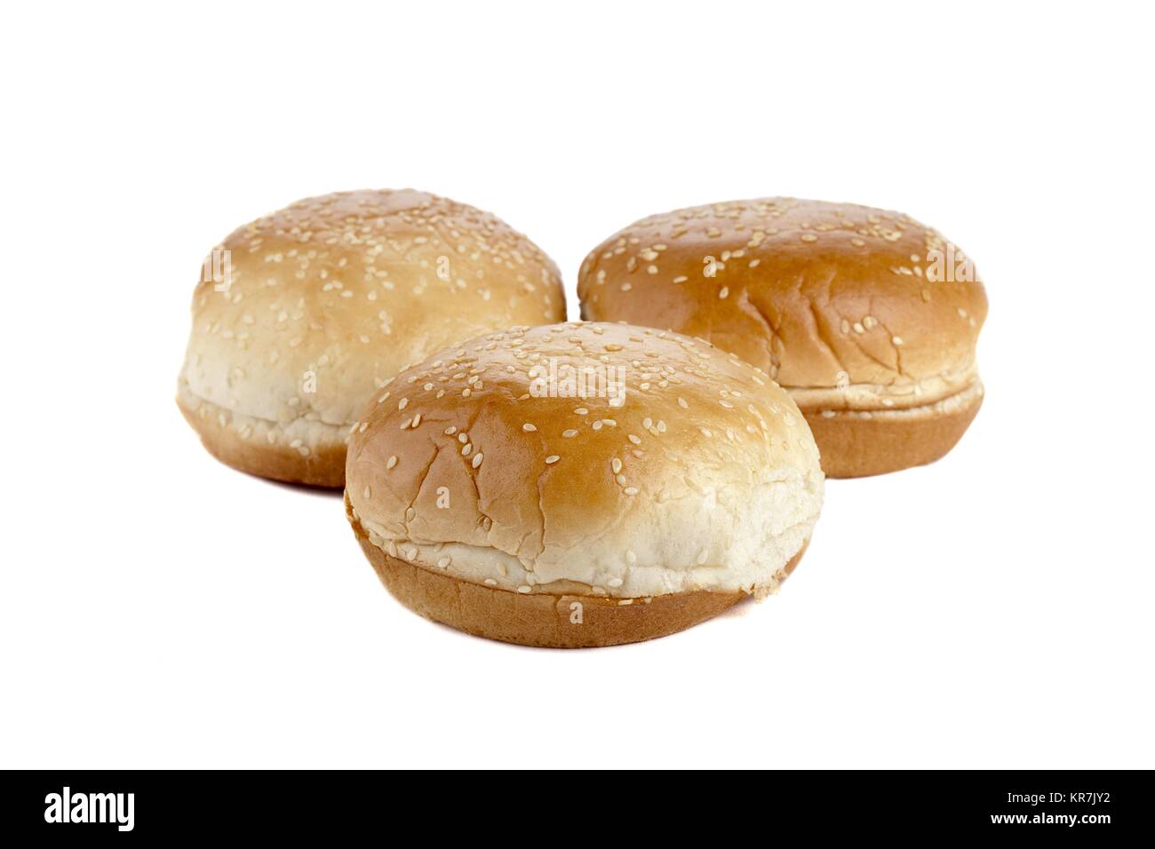 three burger buns Stock Photo - Alamy