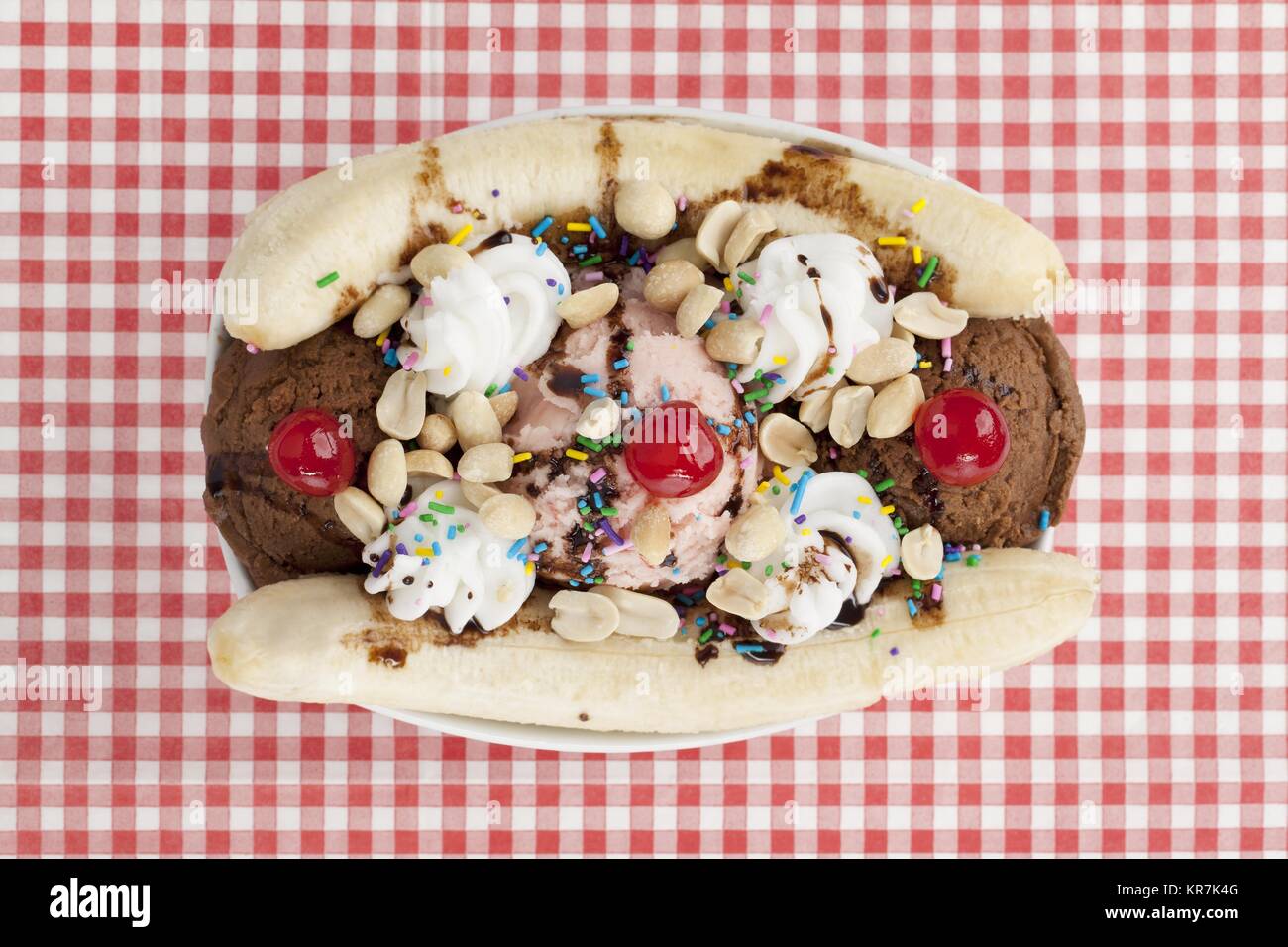 top view banana split sundae Stock Photo - Alamy