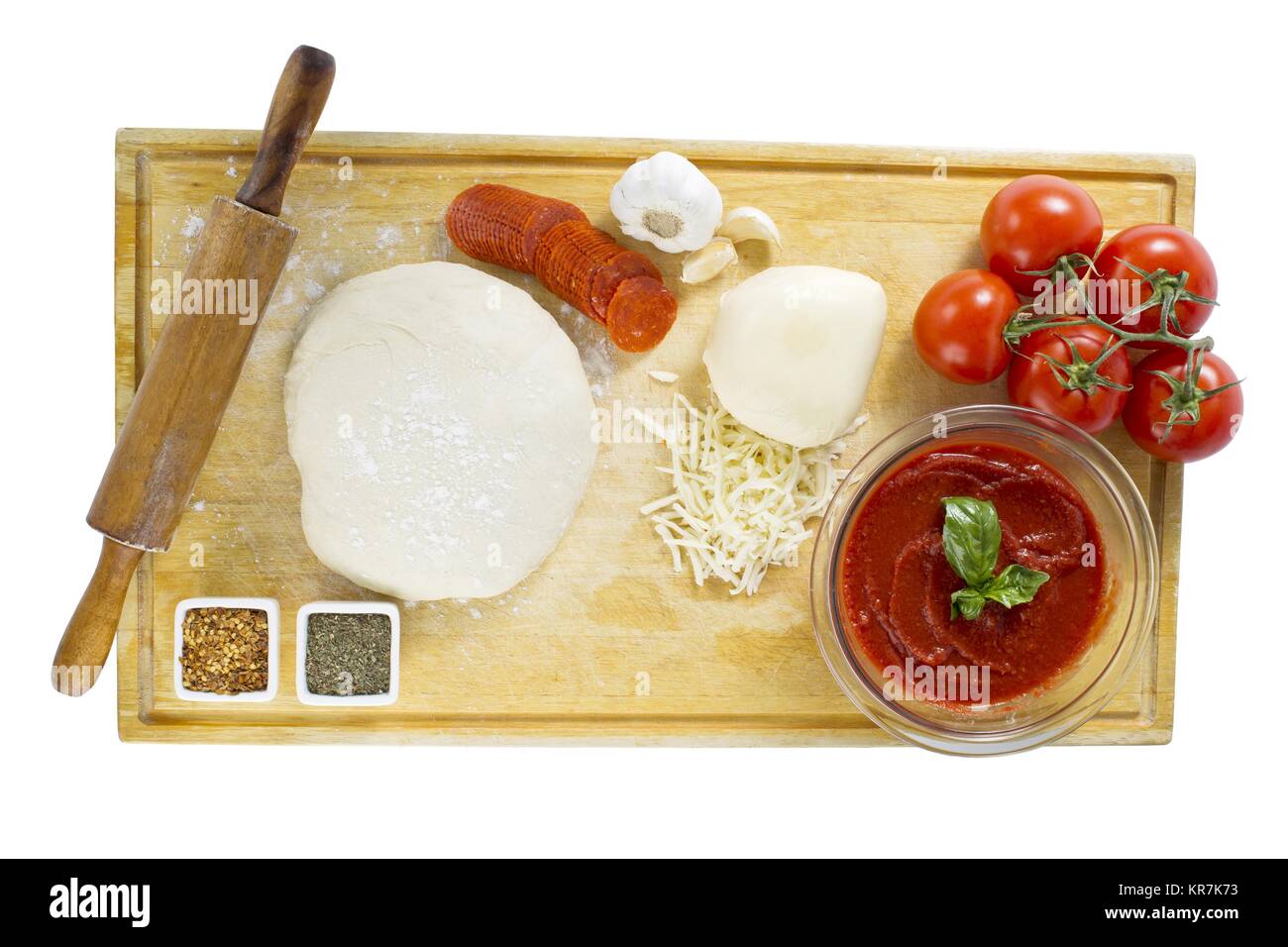 Top view pizza ingredients on Cut Out Stock Images & Pictures - Alamy